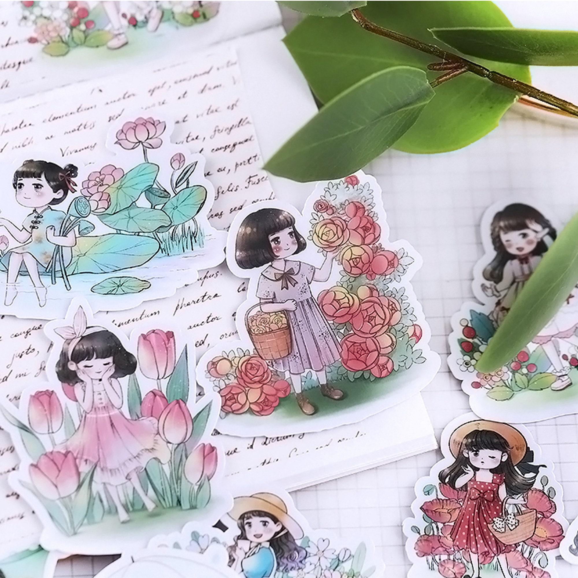 Floral Little Girl Stickers Cute Flower Fairies Girls Flower | Etsy