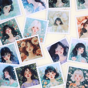 Cute Girl Floral Portrait Stickers | Beautiful Girls Portrait Themed ...