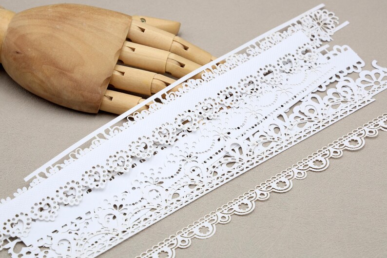 10PCS Assorted Lace Paper Die-cuts, Long Strip Lace Cutout Thin Die ...