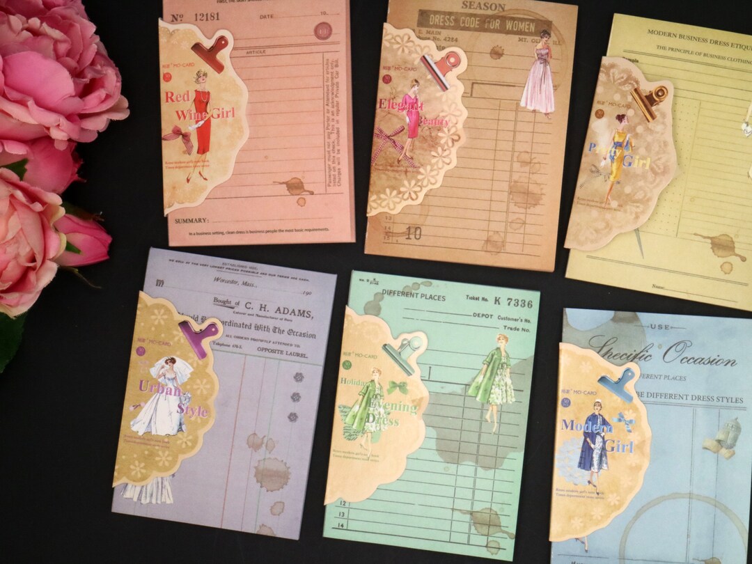 Vintage Fashion Lady Collage Receipt Booklet | Assorted Pattern Coffee ...