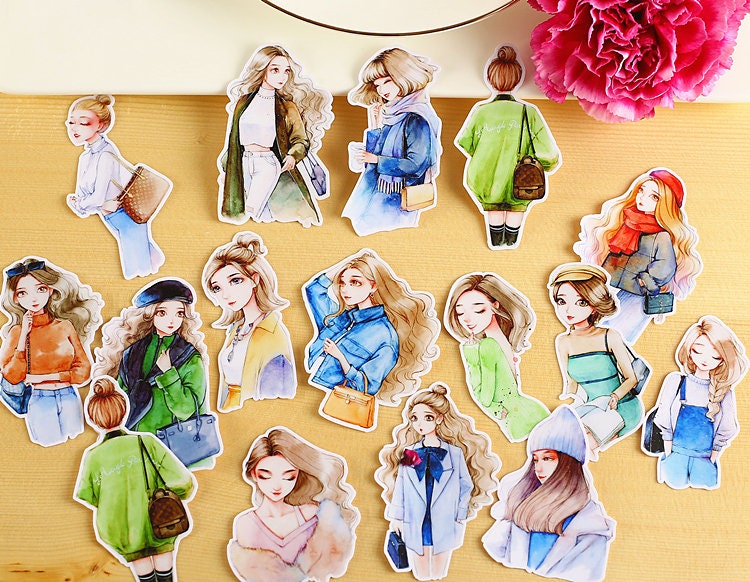 Fashion Girl Stickers | Watercolor Style Modern Girls Streetwear ...