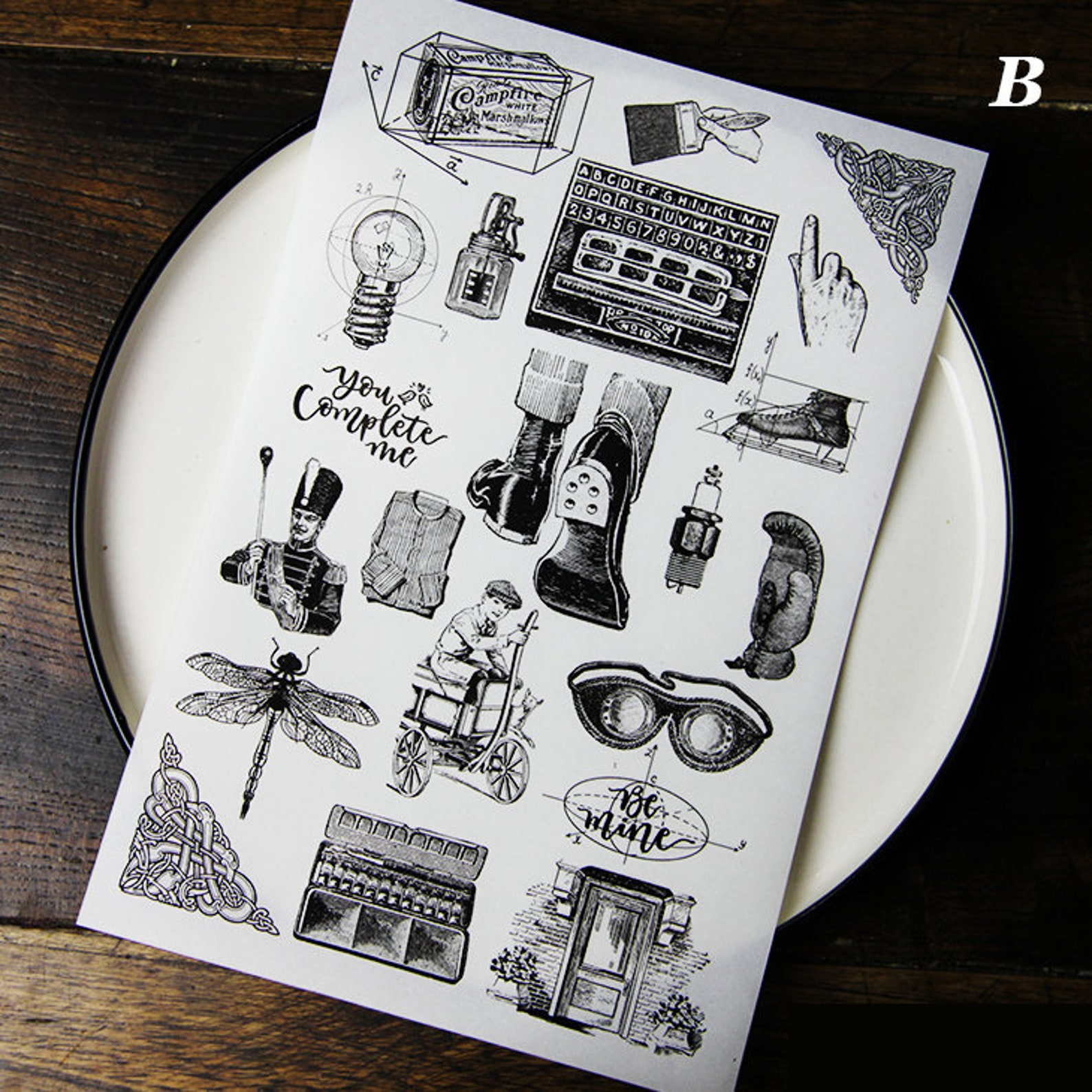 RUB-ON Stickers S3 Black and White Stickers Rub on Transfer - Etsy