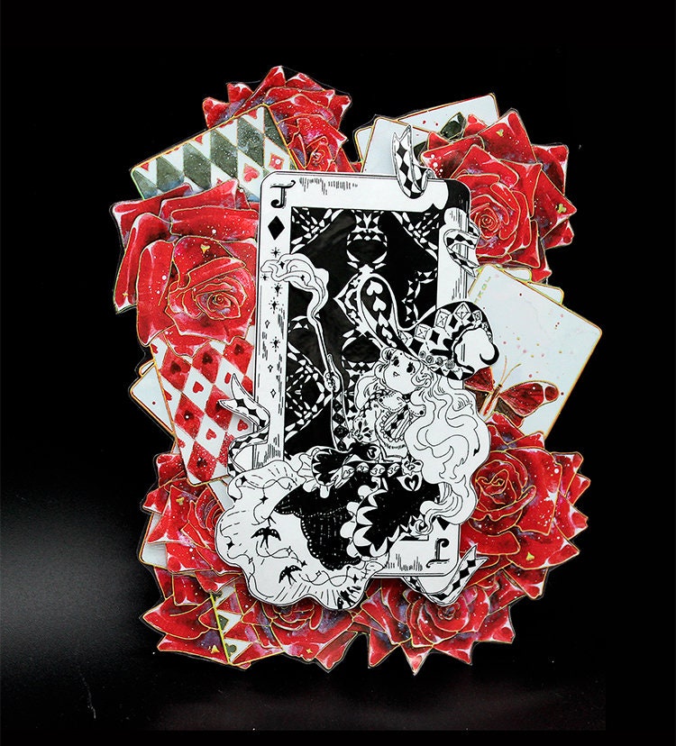 Red Rose Poker Card Themed PET Tape ｜ Card Game Casino Flower Rose Deco ...