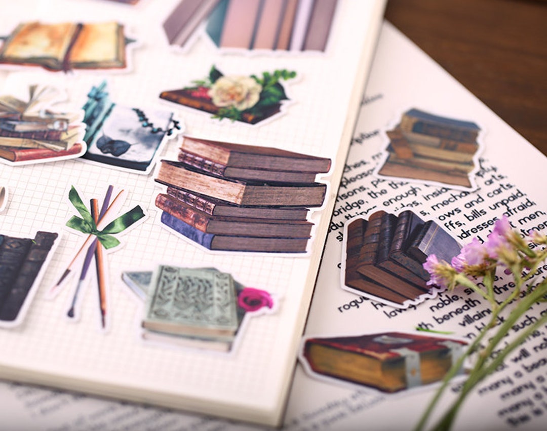 Vintage Book Letter Stickers Dictionary Bible Notebook Flower Stickers ...