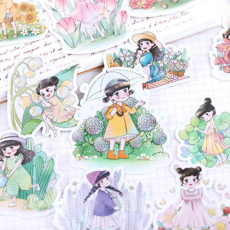 Floral Little Girl Stickers Cute Flower Fairies Girls Flower | Etsy