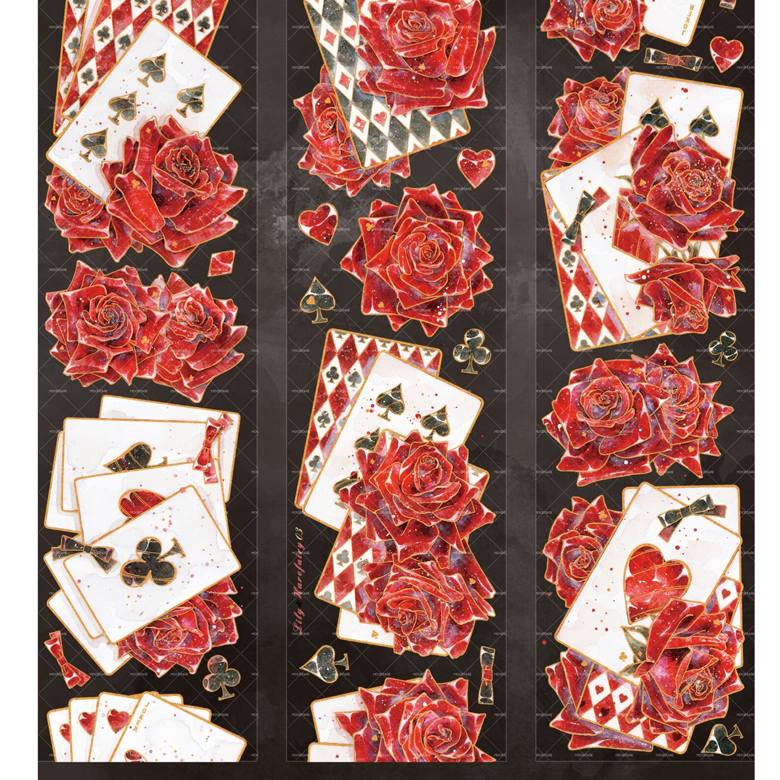 Red Rose Poker Card Themed PET Tape ｜ Card Game Casino Flower Rose Deco ...