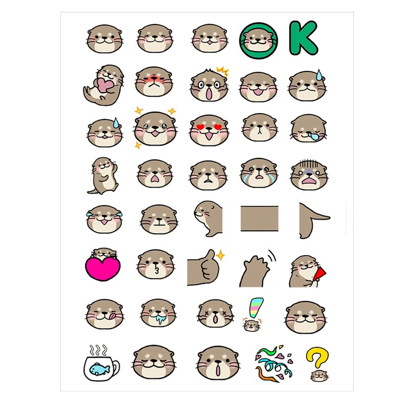 Happy Emoji Otter Stickers| Cute Otter Expression Happy Life, Funny ...