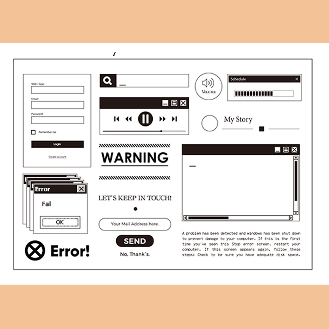 Clear Stamp Set /clear Stamps / Computer Warming Log App Window System ...