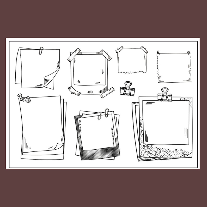 Clear Stamp Set / Clear Stamps /notes Paper With Clips Themed Clip ...