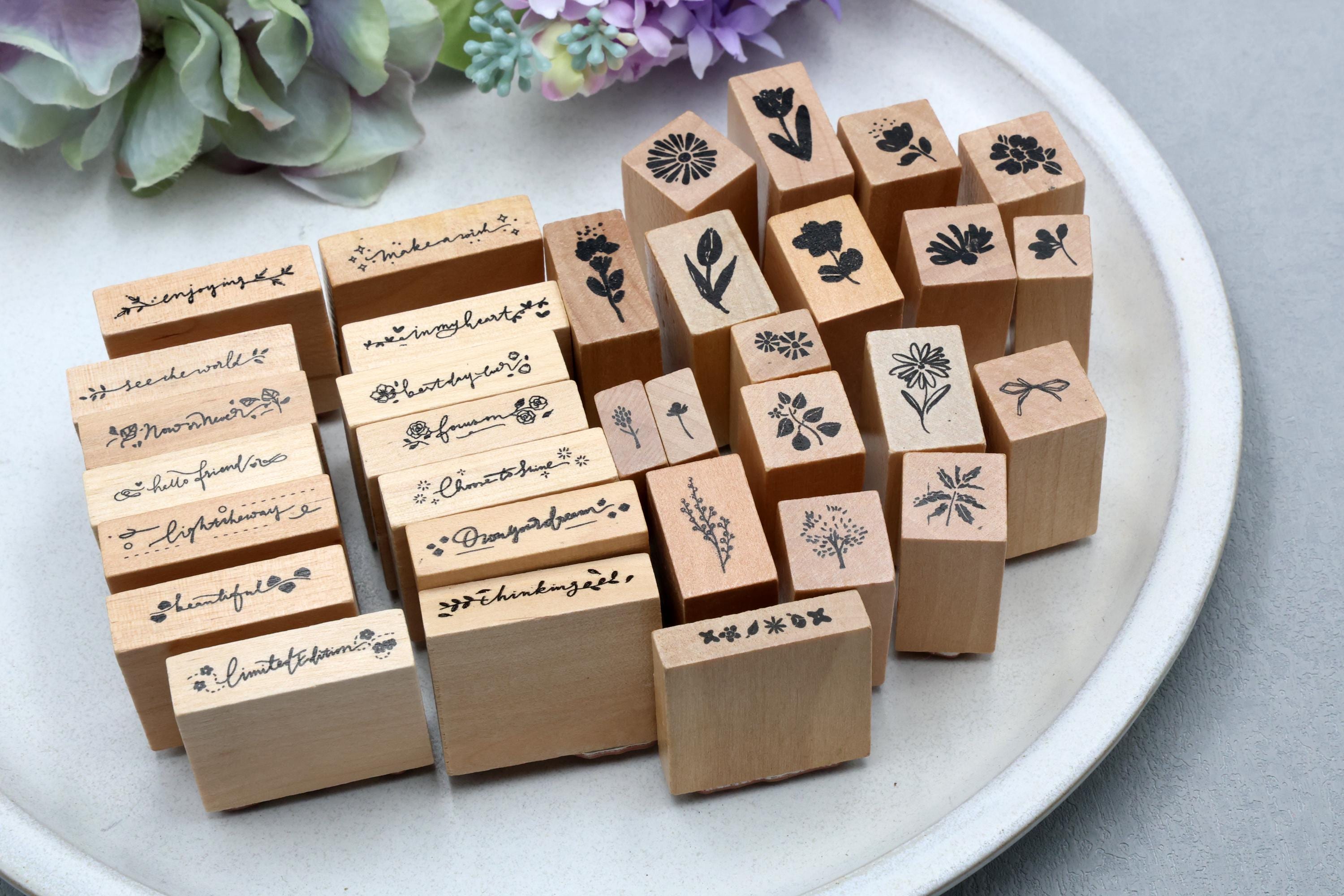 Wood Stamp Rubber Stamp 33 Options | Small Wood Rubber Stamps- Flower ...