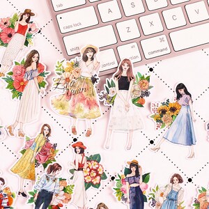 Fashion Girl Flower Stickers | Modern Girls Streetwear Themed Stickers ...