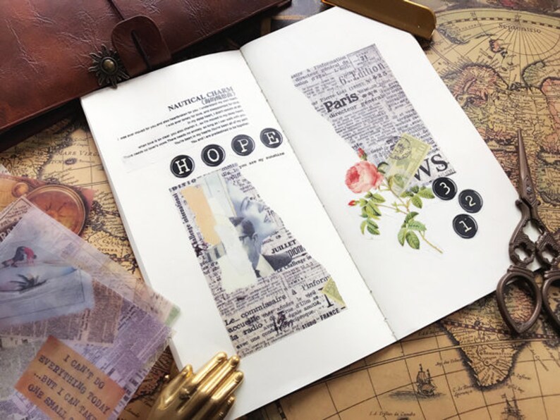 6pcs/pack Vintage Mixed Pattern Themed World Paper Vellum Stickers ...