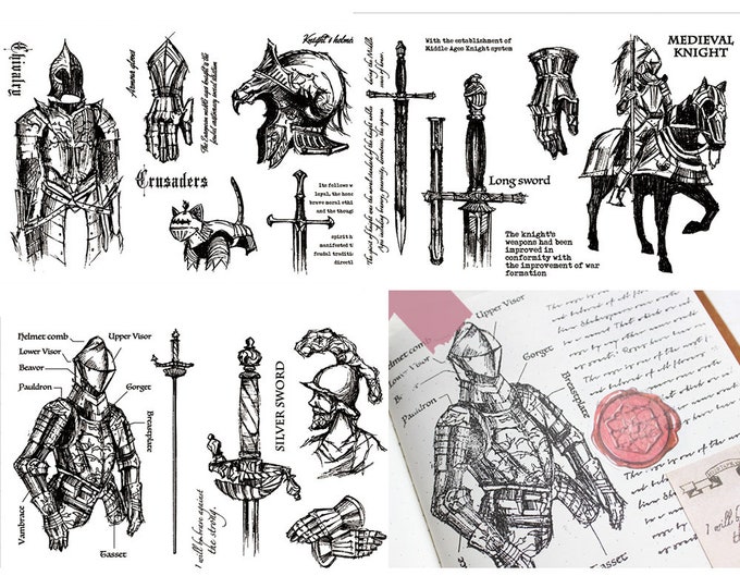 Clear Stamp Set / Clear Stamps / Knight Warrior Trojan Themed ...