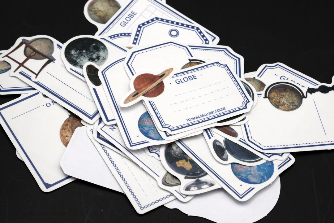 Planet Globe Label Stickers Washi Sticker Planet Earth Themed Stickers ...