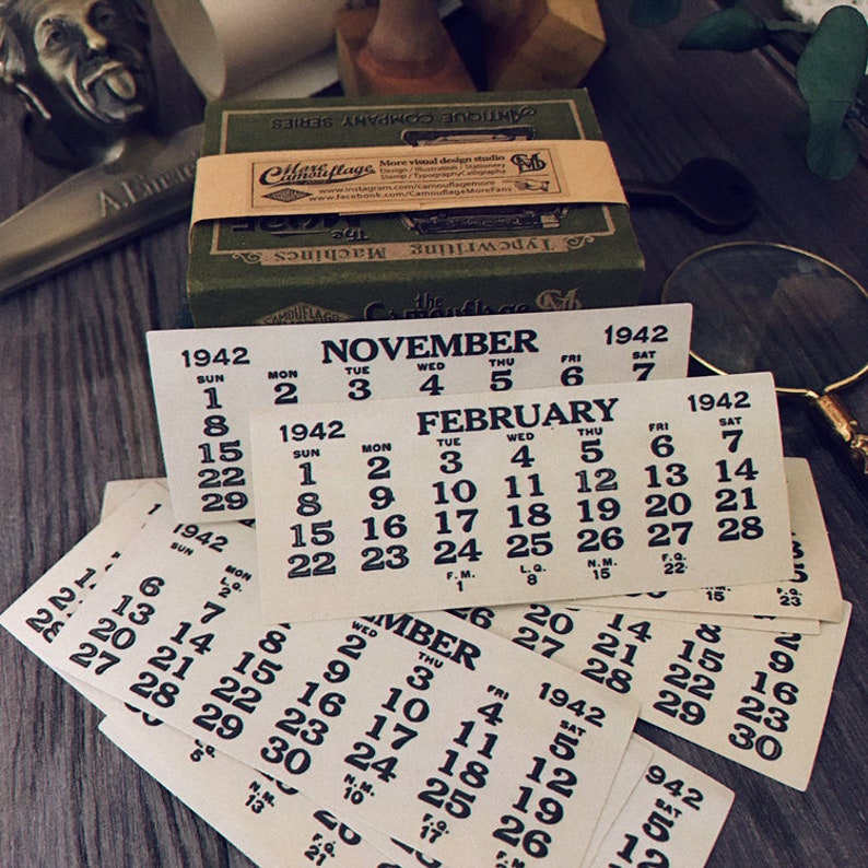Vintage Month Calendar Stickers Month Stickers Monthly in 1942 - Etsy
