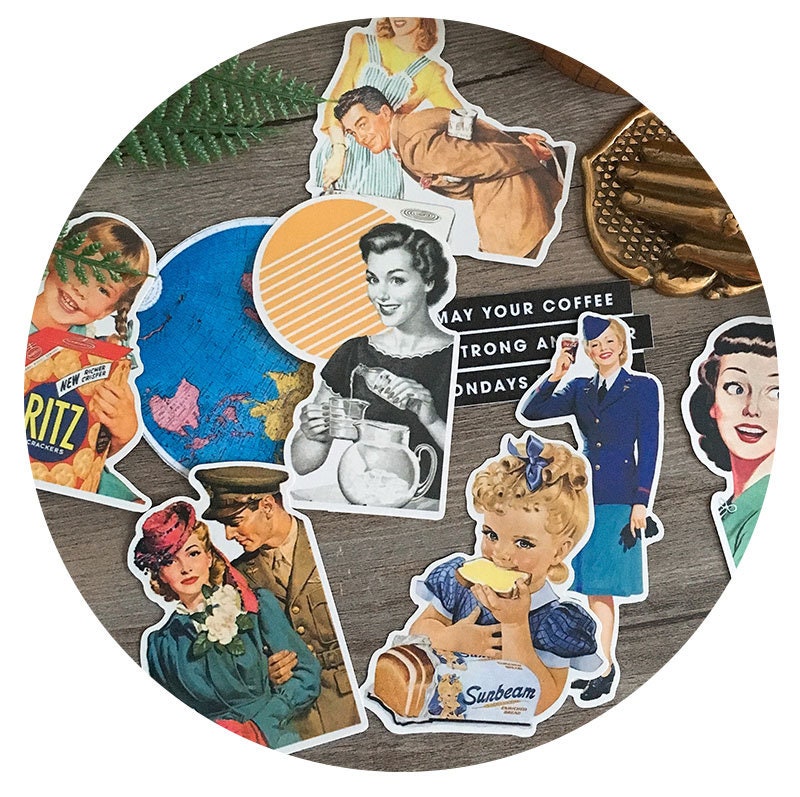 18pcs/pack Vintage Woman Poster Style Waterproof Stickers Pack ...