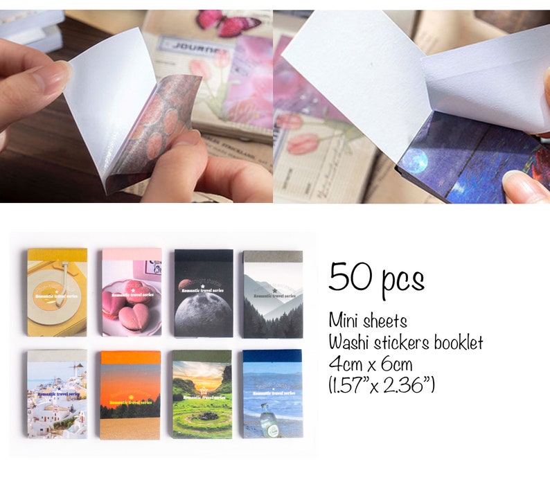 50pcs Nature Mini Washi Sticker Booklet Assorted Pattern Sky - Etsy