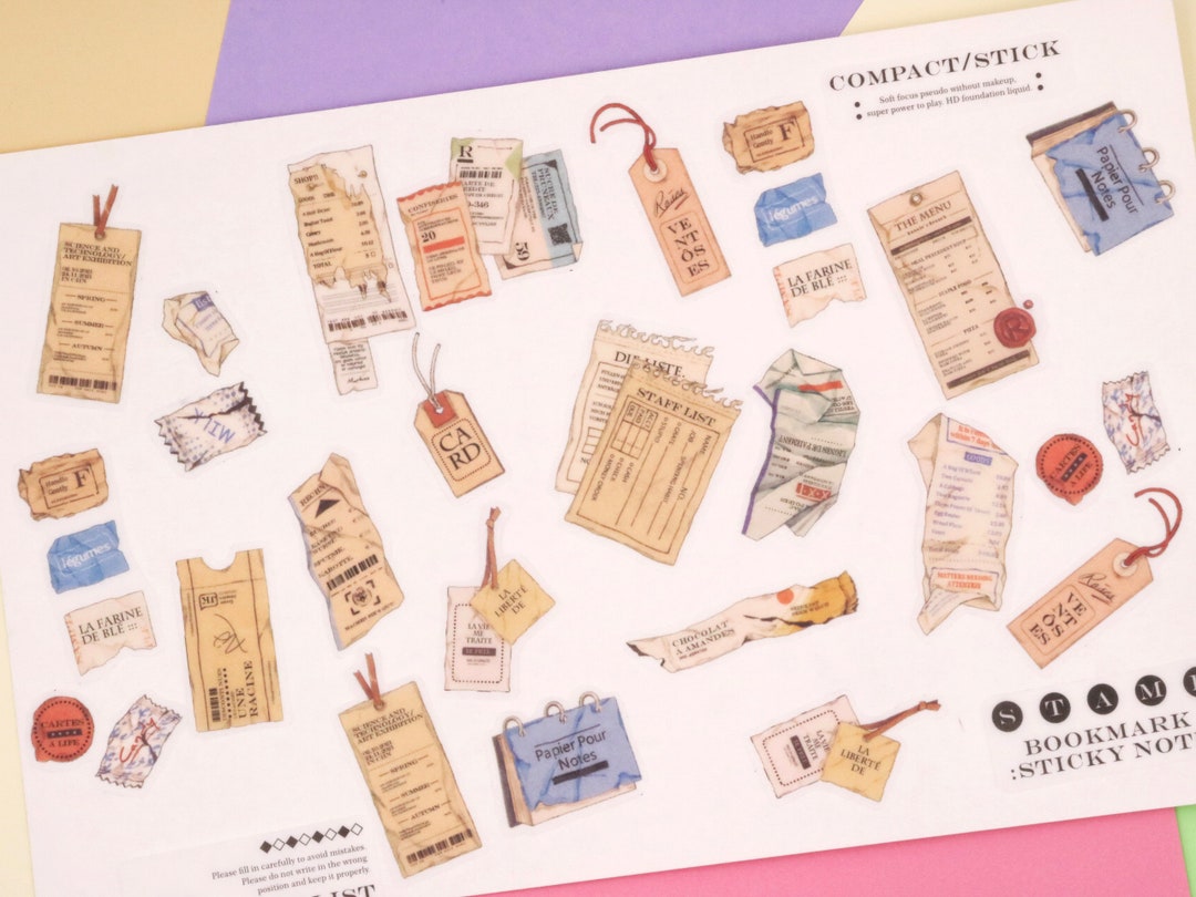 Vintage Receipt Stickers 40pcs/pack Washi Stickers Pack / Tags Receipts ...