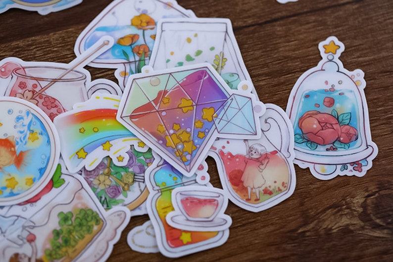 Cute Bubble Watercolor Cute Design Themed Stickers Die Cut - Etsy