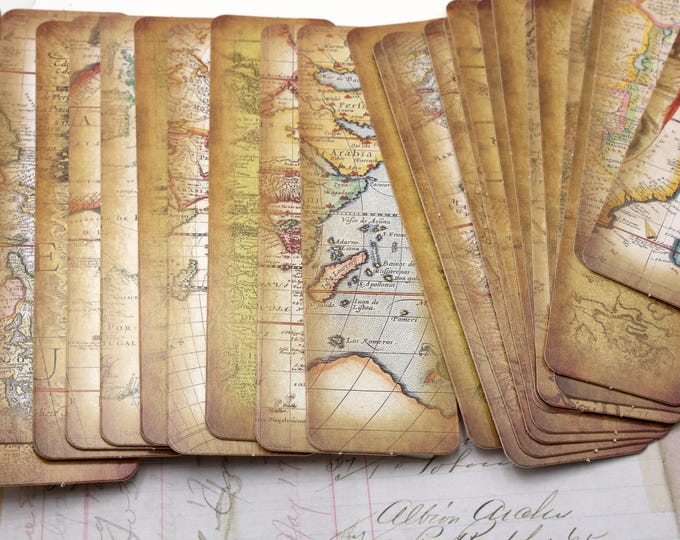 Retro Map Themed Cards Strip Card | Junk Journal 30pcs Set - Etsy