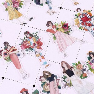 Fashion Girl Flower Stickers | Modern Girls Streetwear Themed Stickers ...