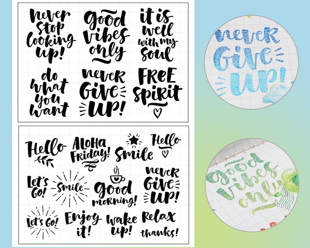 Clear Stamp Set / Clear Stamps / Quotes Calligraphy Themed Transparent ...