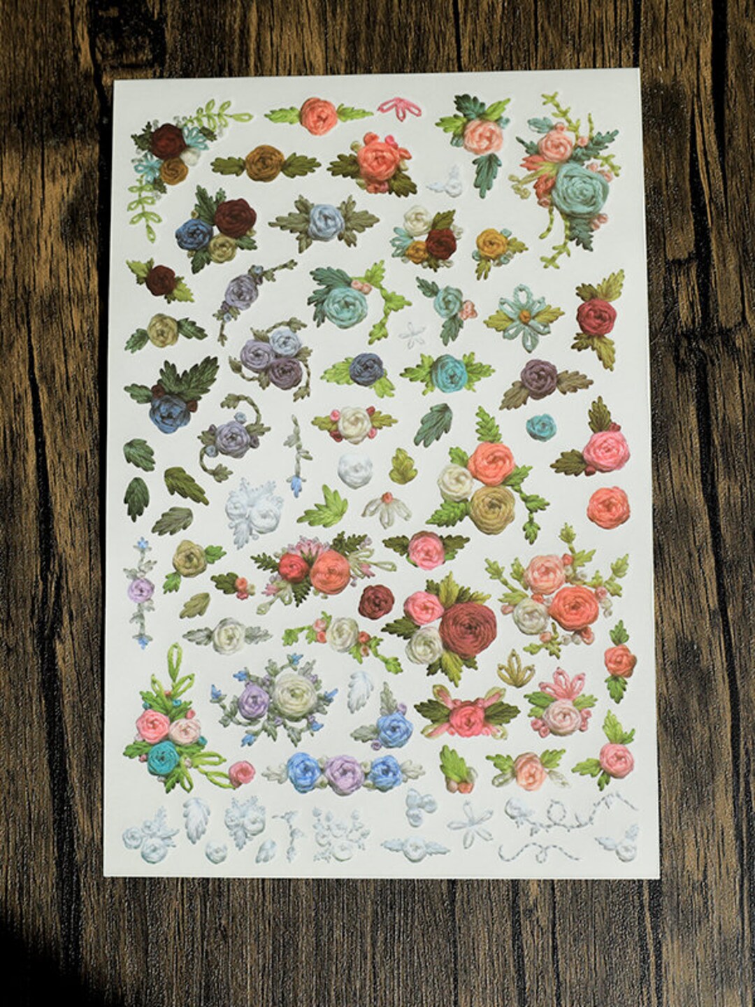 Rub-on Stickers | Rose Flower Watercolor Roser Rub on Transfer Stickers ...