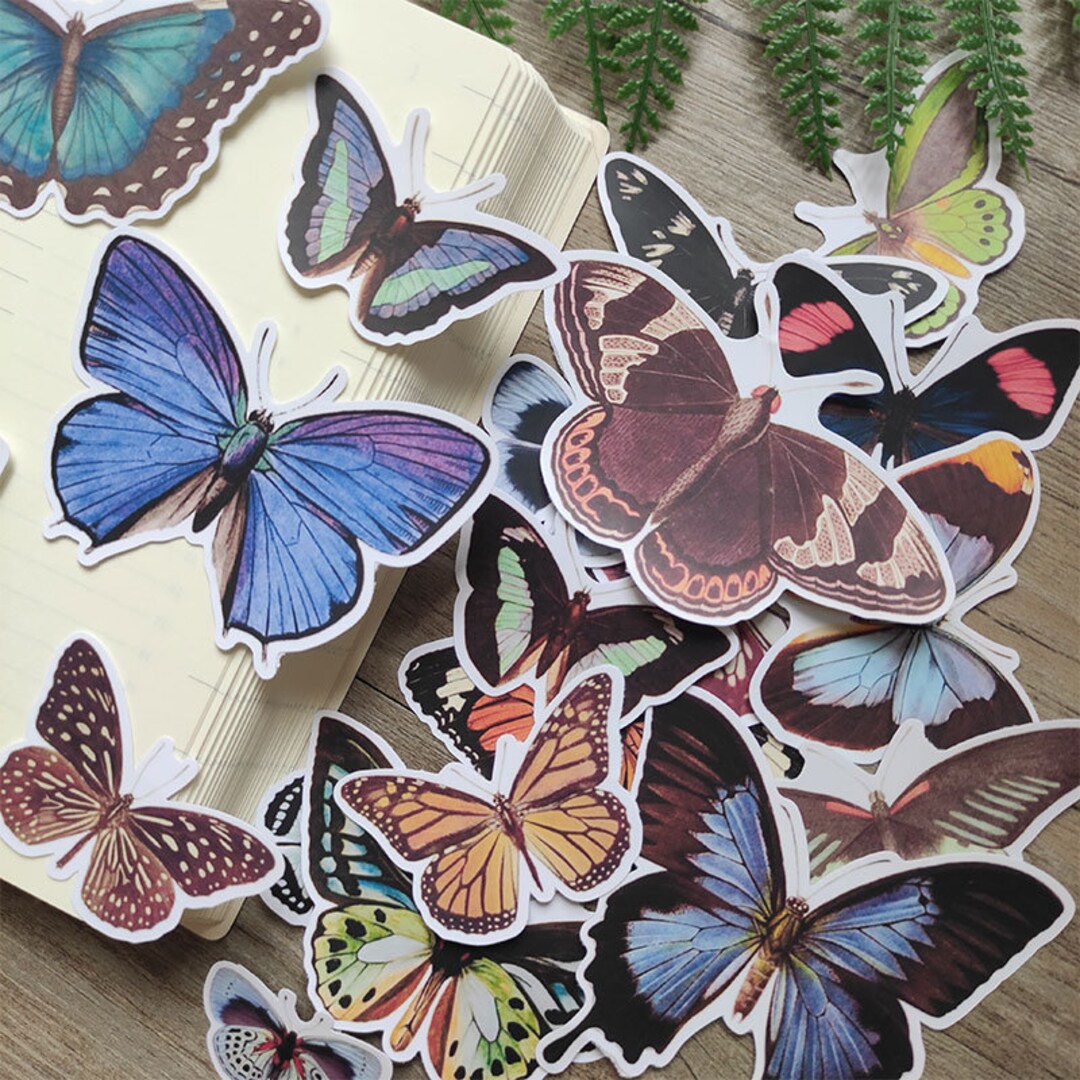 Butterfly Stickers Themed Insect Paper Ephemera Junk Journal, Die Cut ...