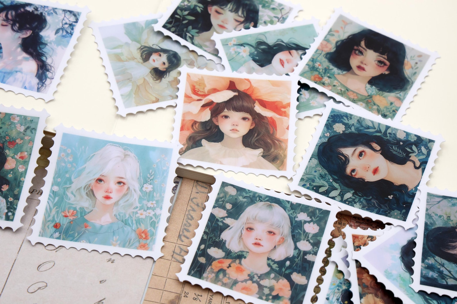 Cute Girl Floral Portrait Stickers | Beautiful Girls Portrait Themed ...