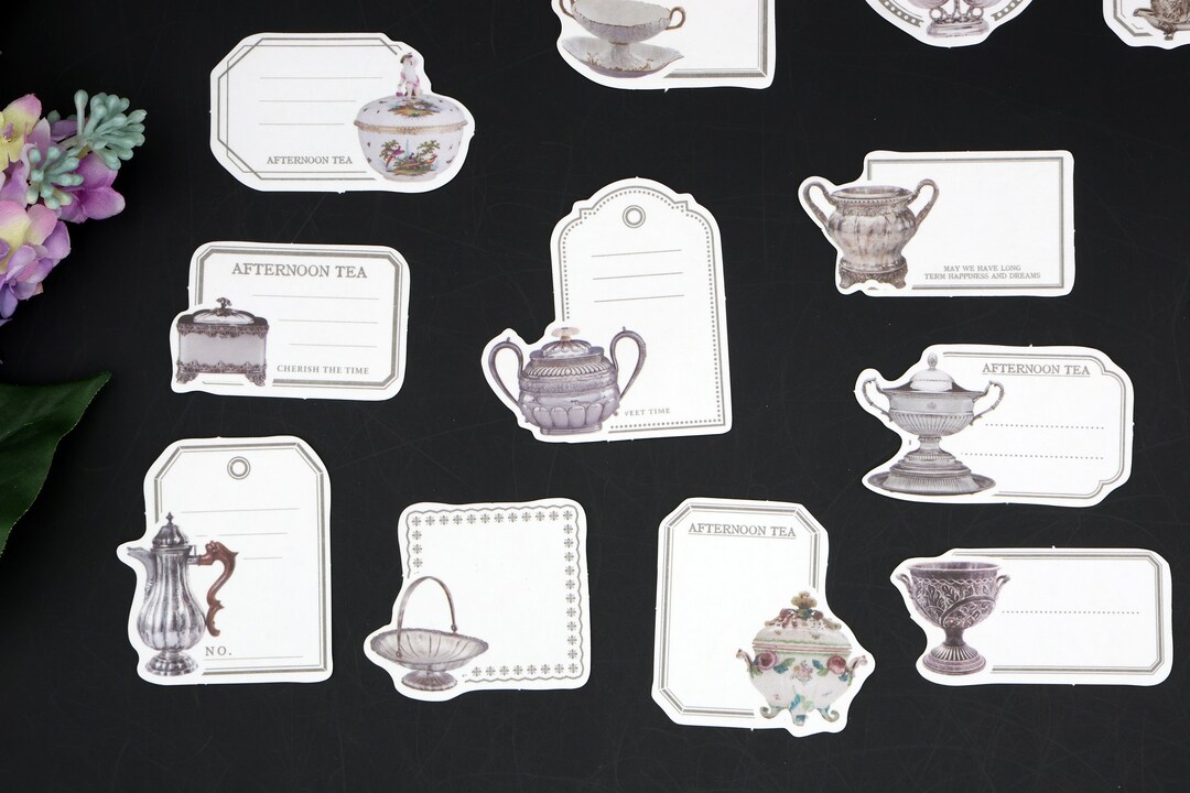 Teapot Label Stickers | Washi Sticker Tea Kettle Antique Dinnerware ...
