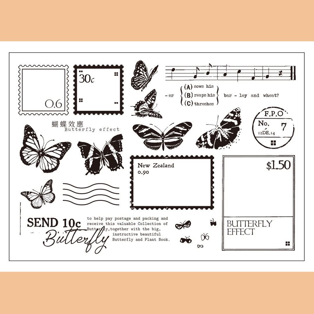 Clear Stamp Set /clear Stamps / Film Butterfly Frame Melody - Etsy