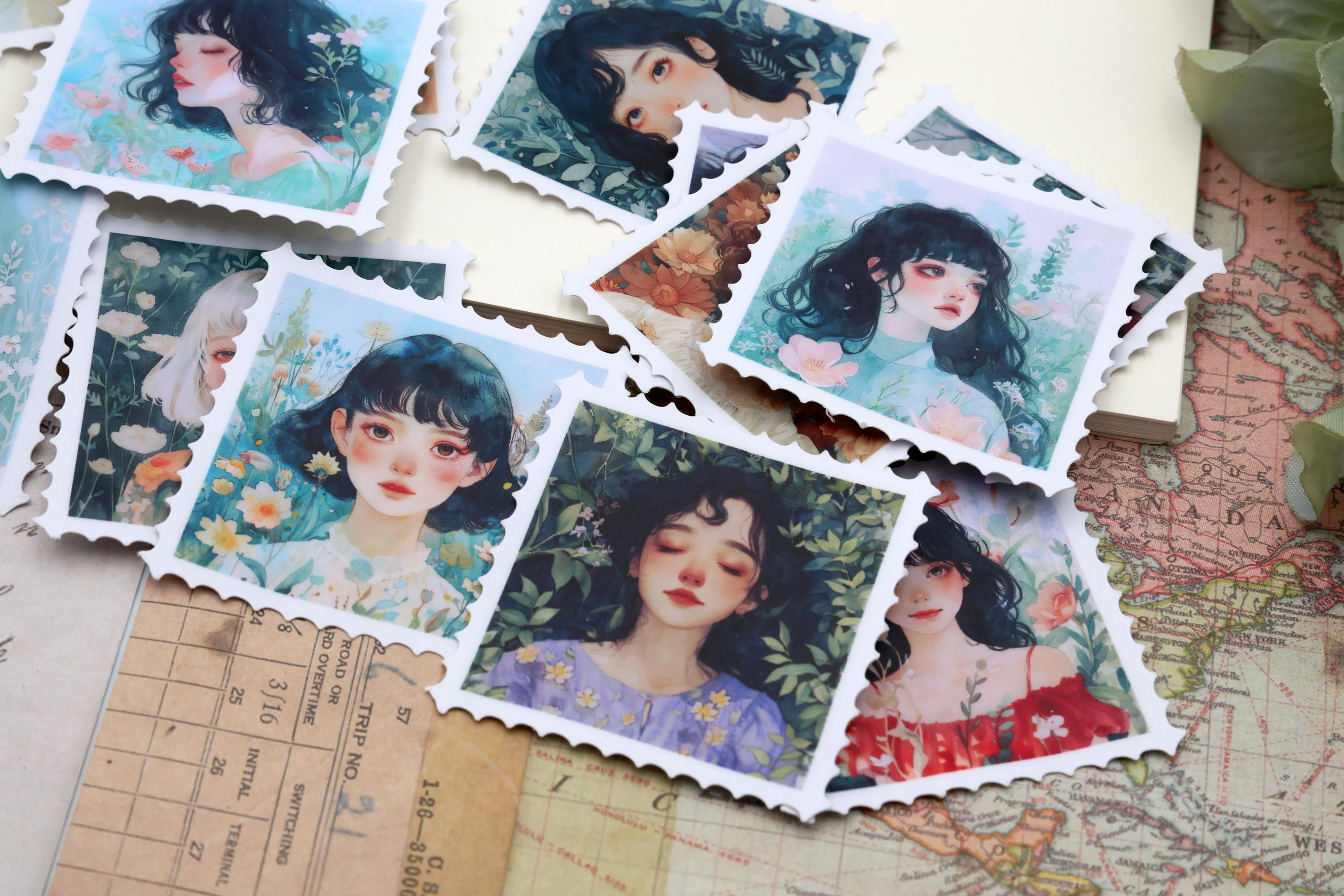 Cute Girl Floral Portrait Stickers | Beautiful Girls Portrait Themed ...