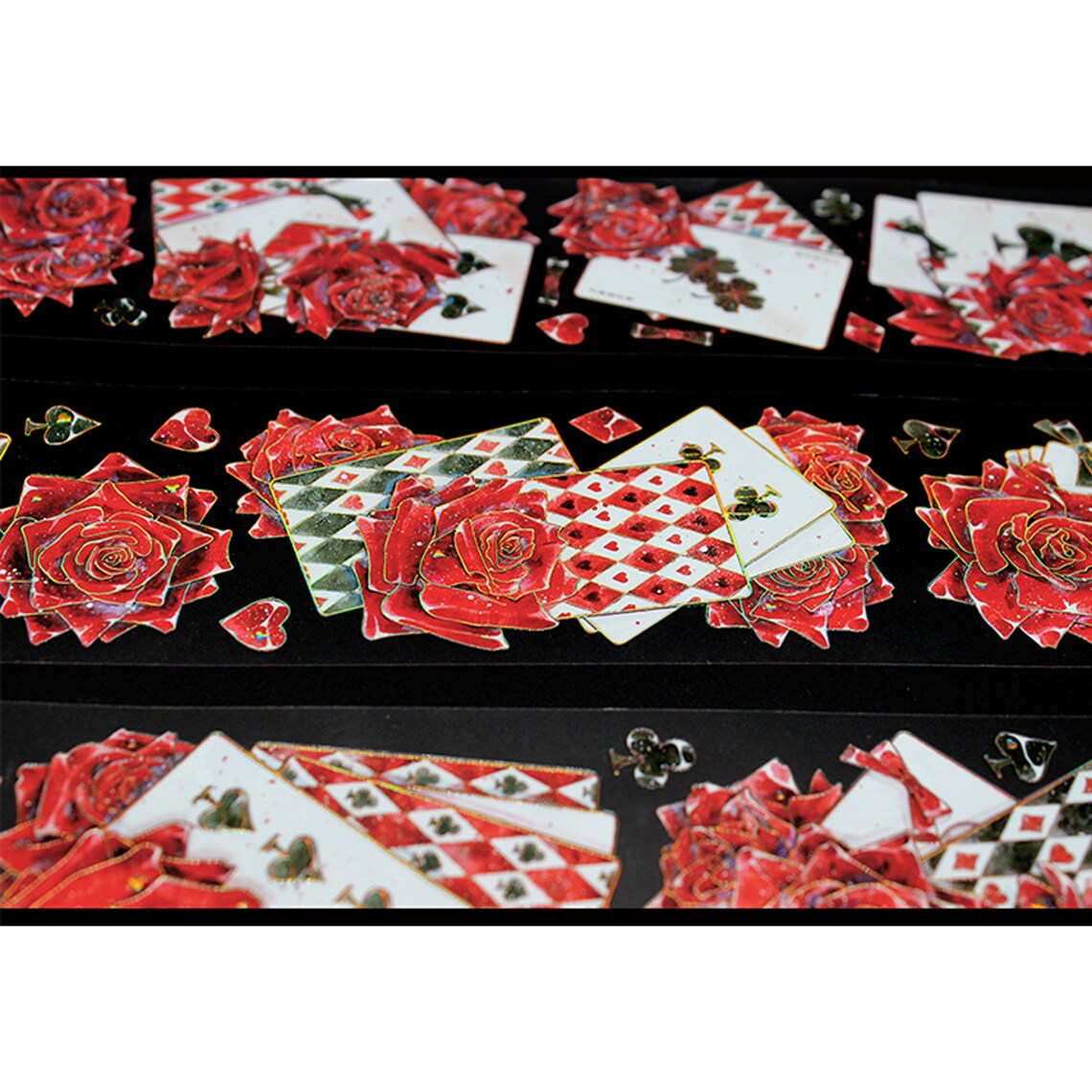 Red Rose Poker Card Themed PET Tape ｜ Card Game Casino Flower Rose Deco ...