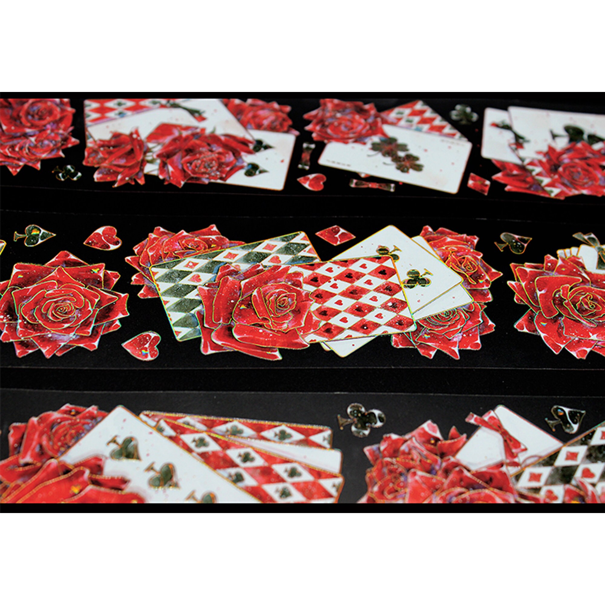 Red Rose Poker Card Themed PET Tape ｜ Card Game Casino Flower Rose Deco ...