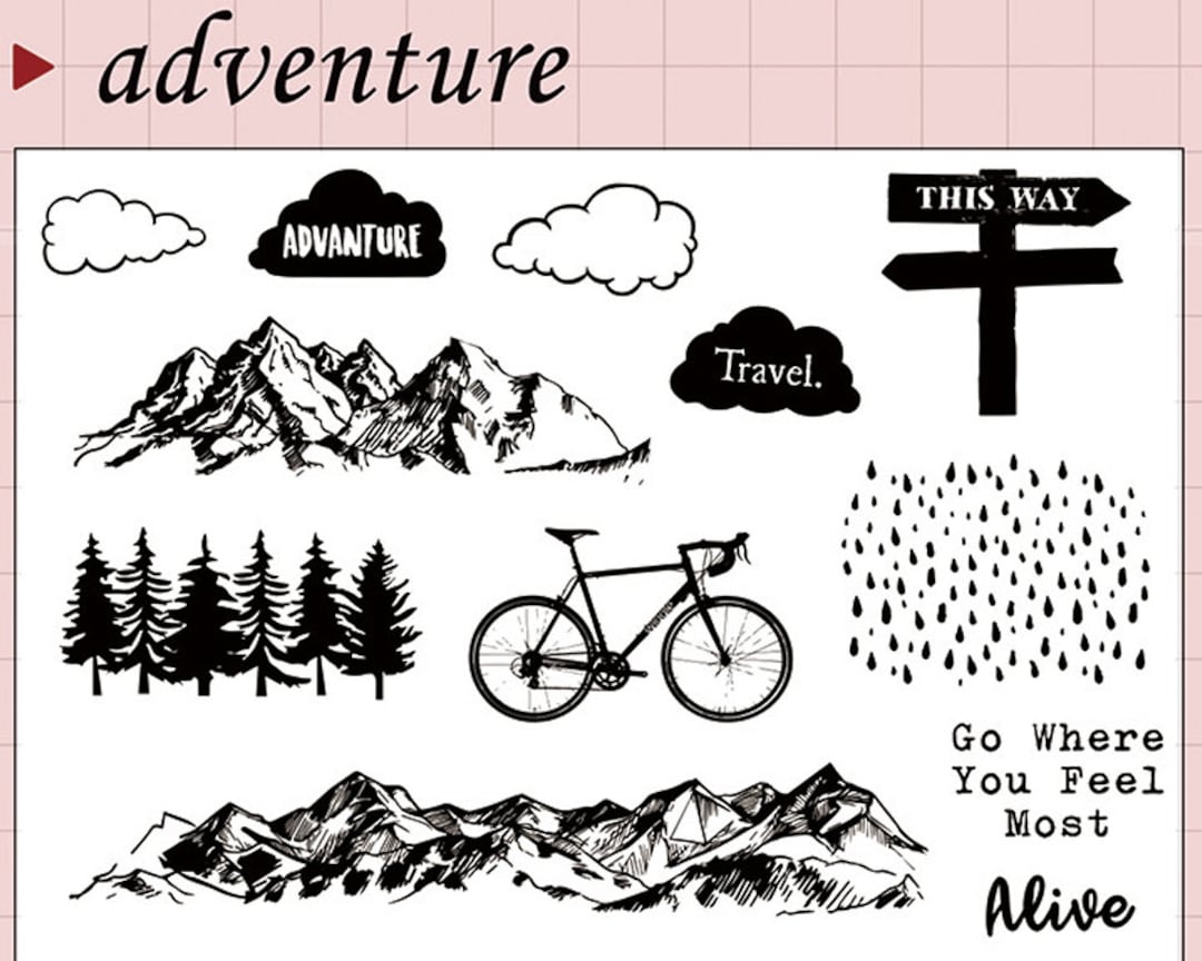Clear Stamp Set / Clear Stamps /adventure Camping Mountain Bicycle ...