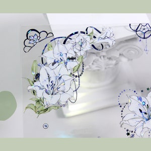 Lily Flower Lace PET Tape ｜blue Lily Flower Lace PET Tape M04 Wt-16 - Etsy