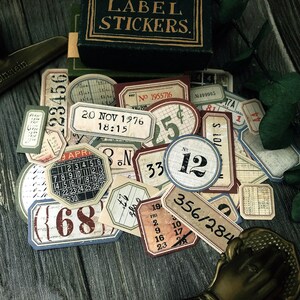 Vintage Number Receipt Stickers- Vintage Number Ticket , Ephemera for ...