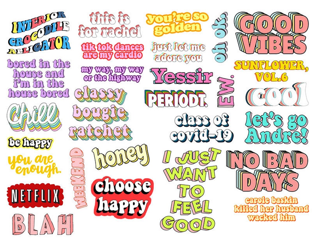 Fashion Calligraphy Stickers Brush Letter Stickers Quotes Word Stickers ...