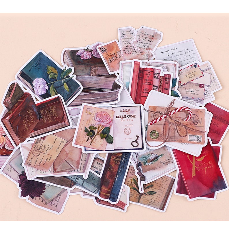 Vintage Letter Stickers Flower Letter Wreath Books Letter - Etsy