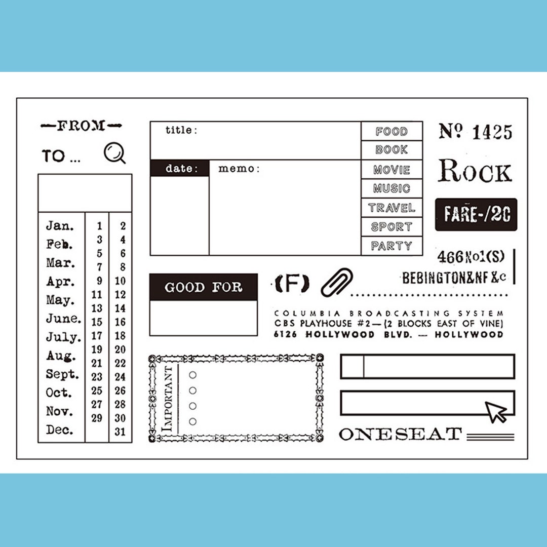 Clear Stamp Set / Clear Stamps / Bill Receipt Date Vintage Note Card ...