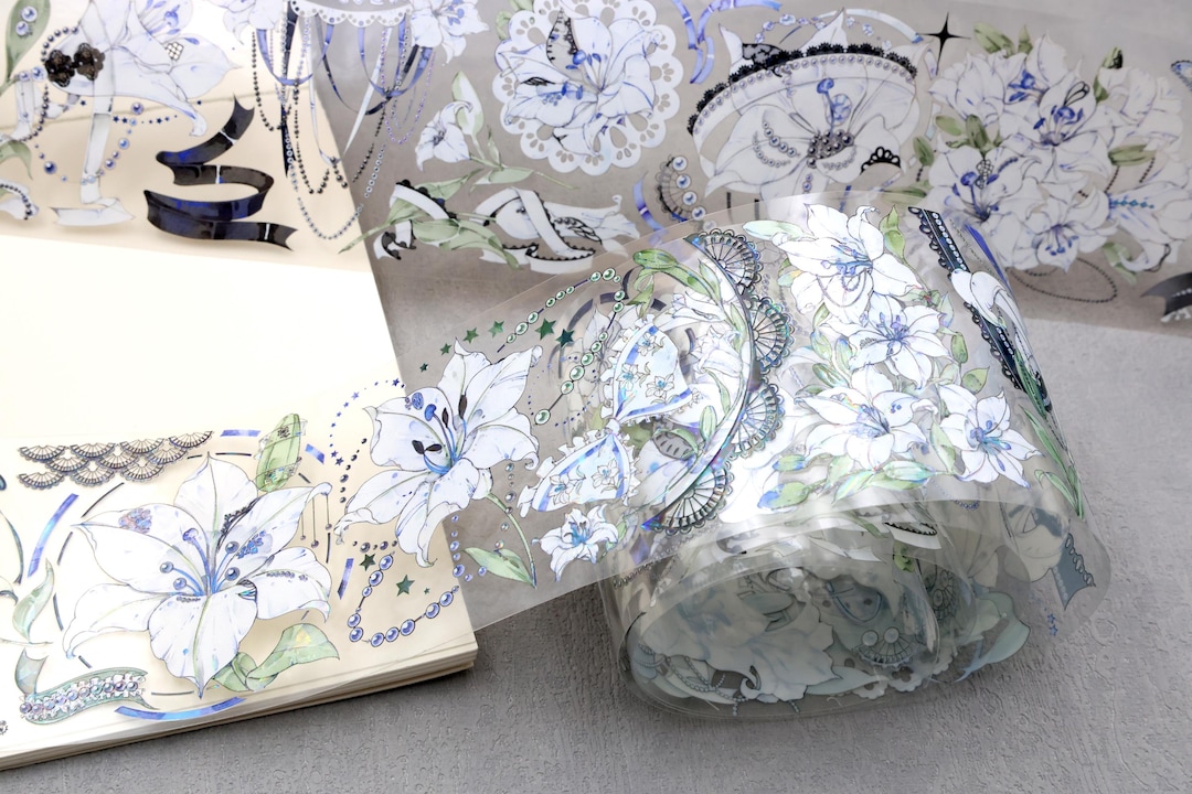 Lily Flower Lace PET Tape ｜blue Lily Flower Lace PET Tape M04 Wt-16 - Etsy