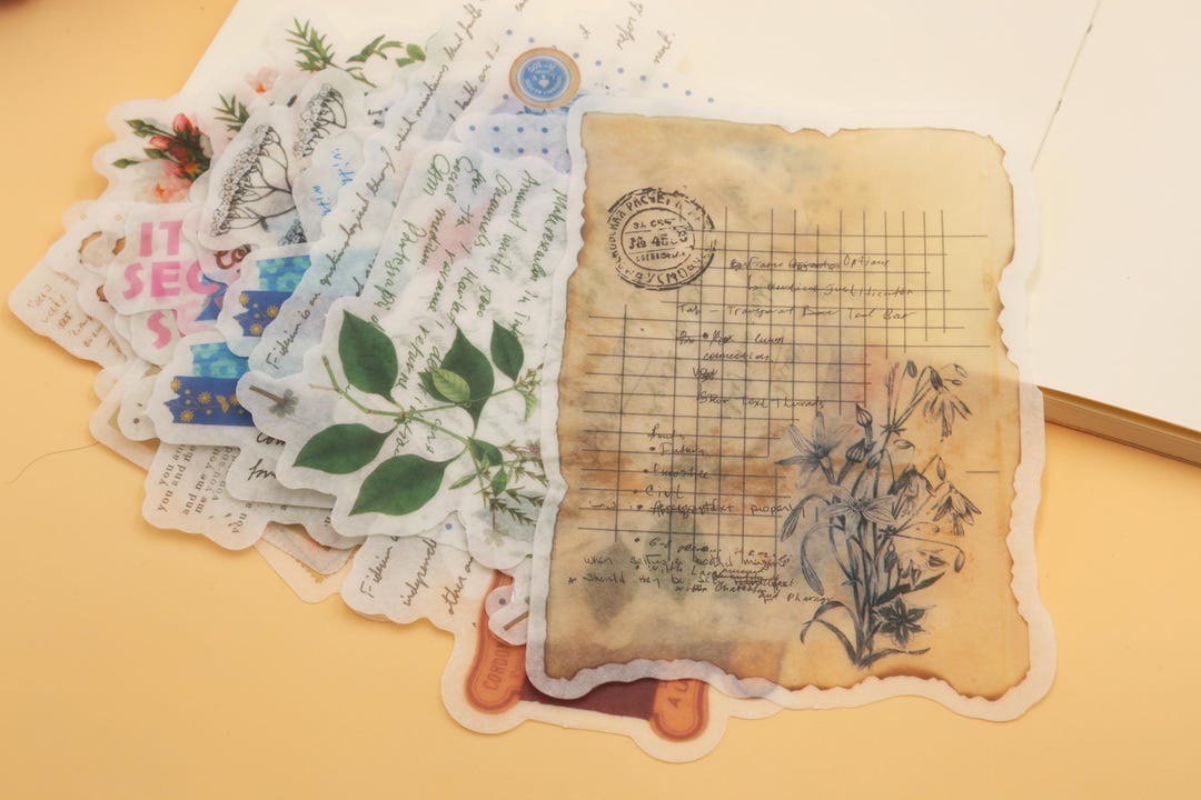 60pcs/pack Flower Letter Note Botanical Themed , Washi Paper Stickers ...