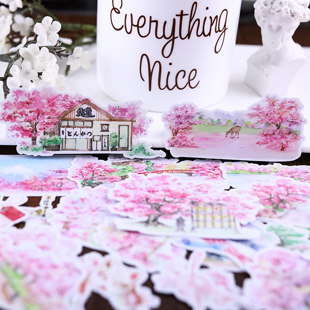 Cherry Sakura Flower Floral Pink Themed S2, Japanese Stickers Stickers ...