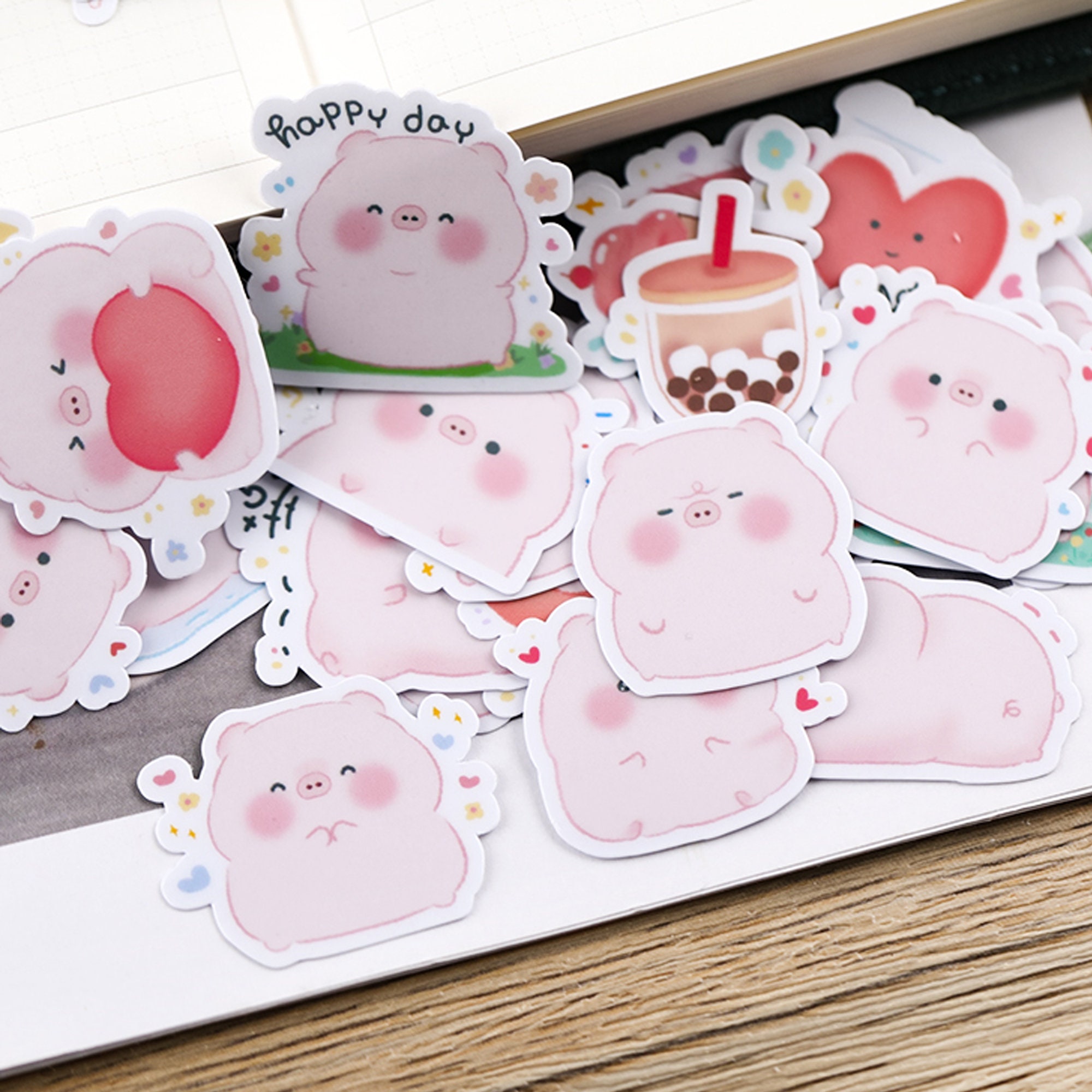 Cute pig piggy sticker themed animal sticker die Cut Stickers | Etsy