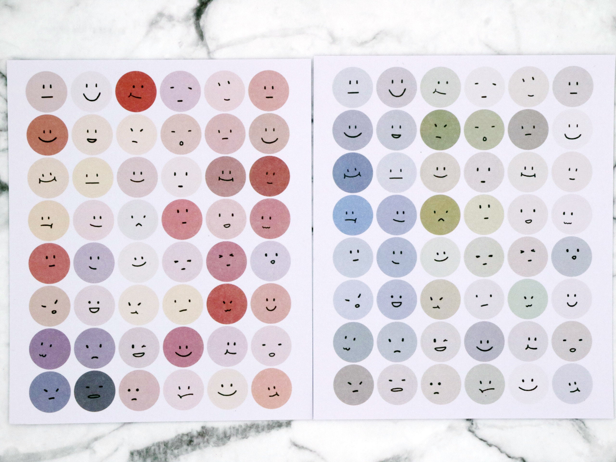 Cute Expression Stickers Face Mute Color Mood Tracker Emoji | Etsy