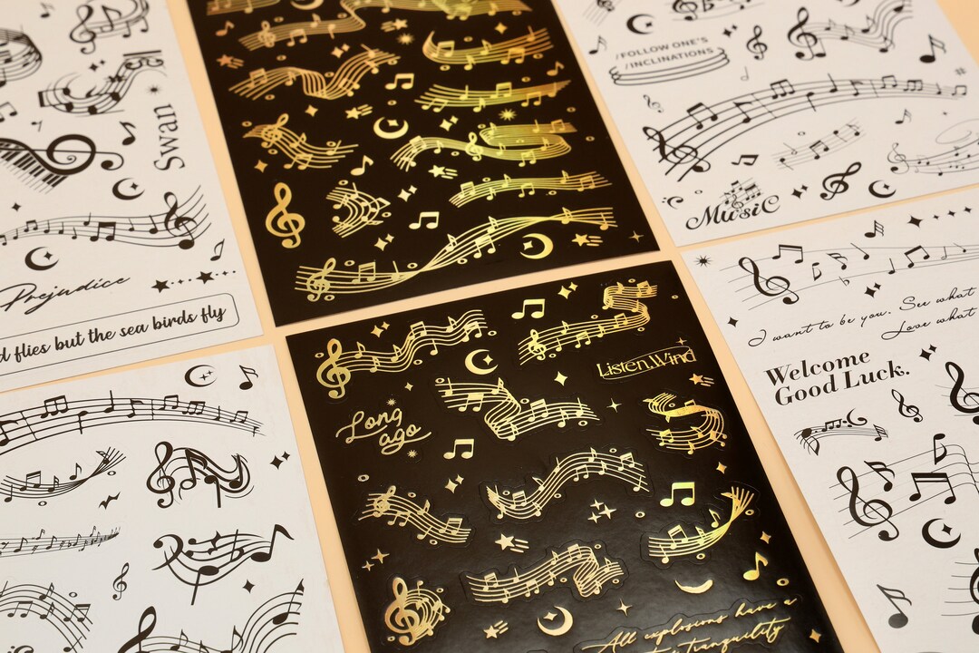 12 Sheets Music Notes Stickers, Sheets Music Stickers Melody Stickers ...