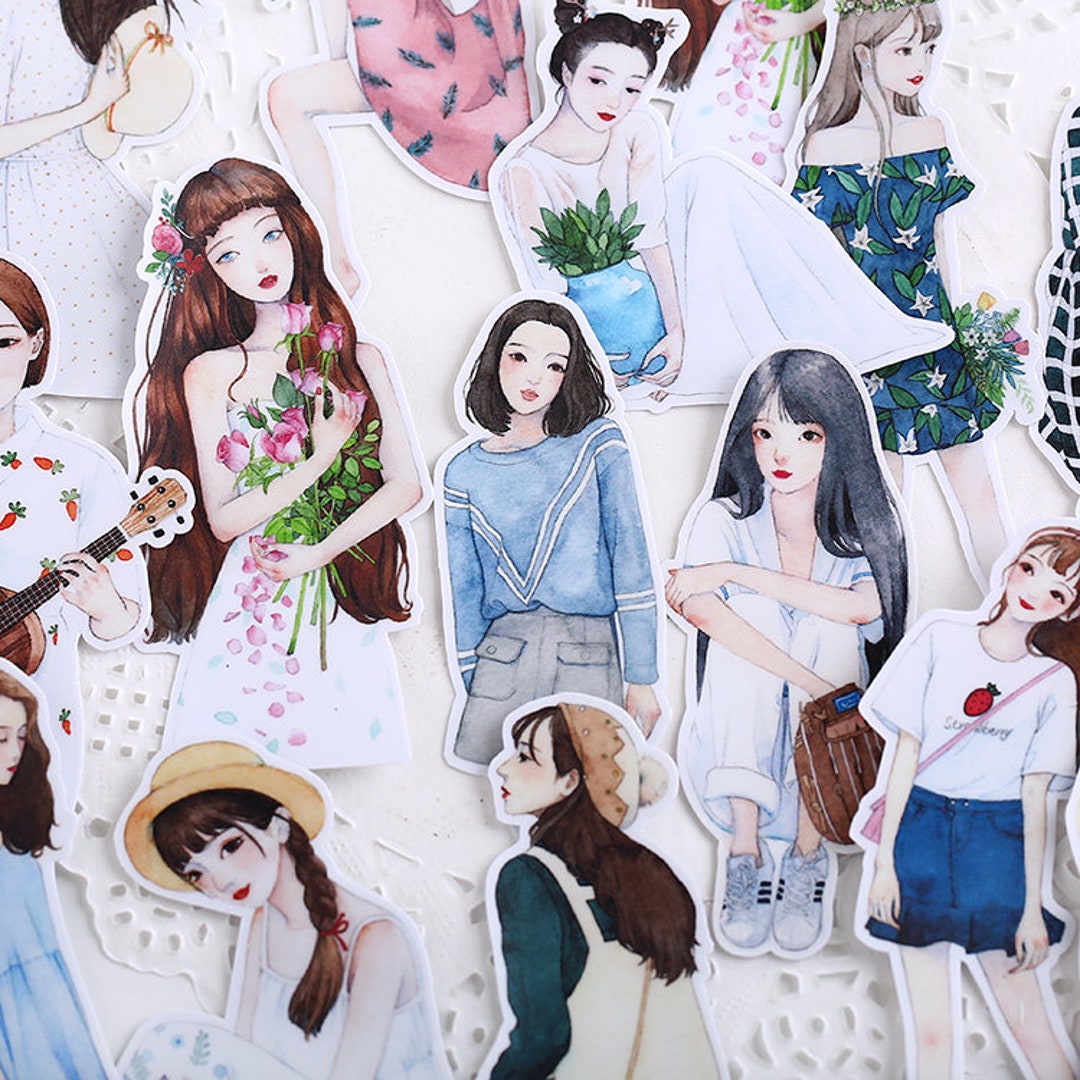 Fashion Girl Stickers | Watercolor Modern Girls Streetwear Style Dress ...