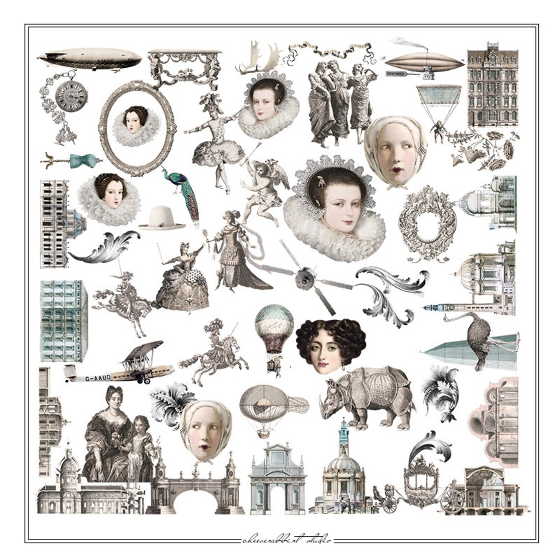 Vintage People Stickers Clear Vellum Sticker Architecture - Etsy