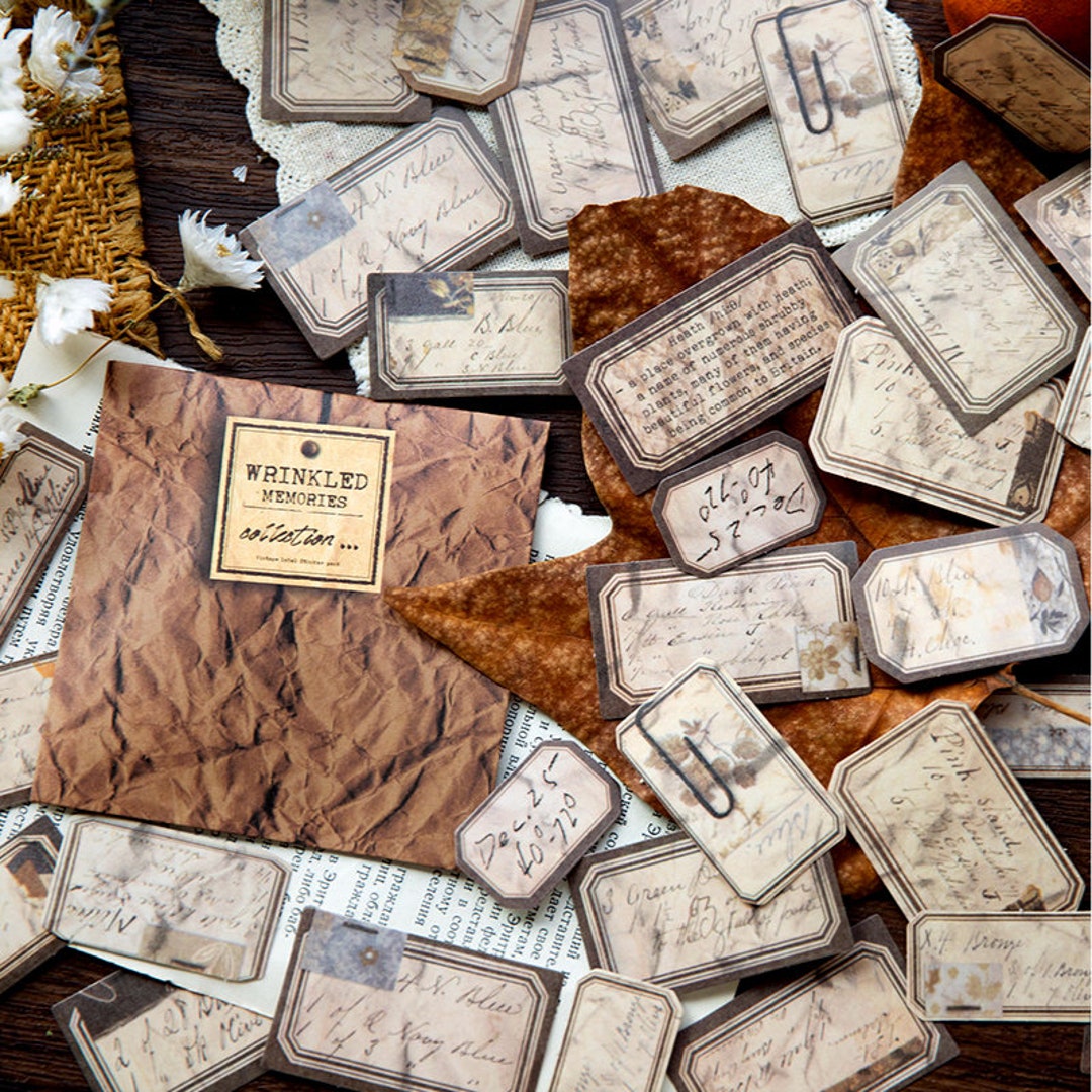 Vintage Number Label Stickers | Number Flower Coffee Stained Collage ...