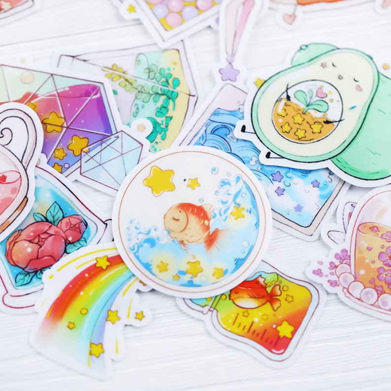 Cute Bubble Watercolor Cute Design Themed Stickers Die Cut - Etsy